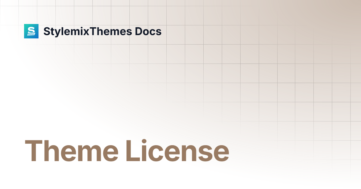 Theme License | StylemixThemes Docs